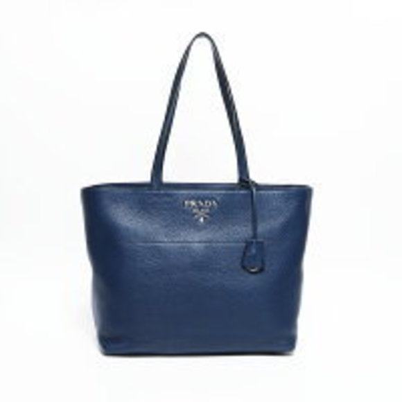 Prada | Bags | Prada Charm Square Tote Bag Navy Blue | Poshmark
